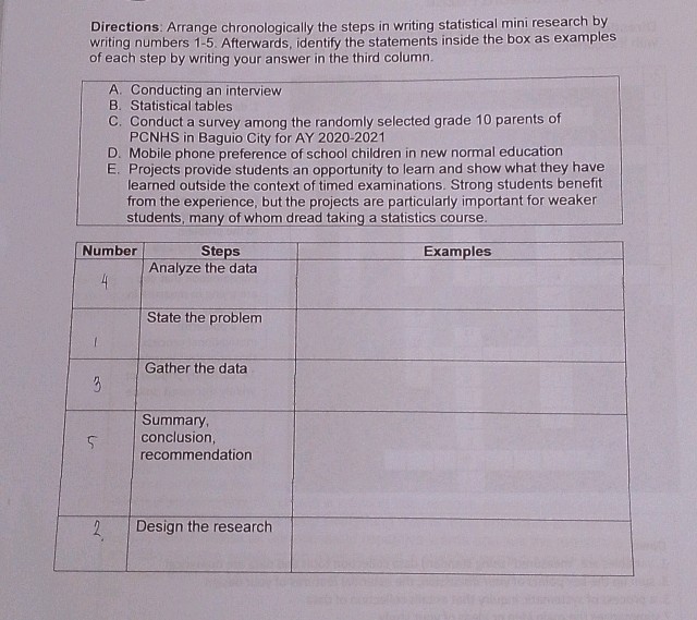 Directions Arrange chronologically the | StudyX