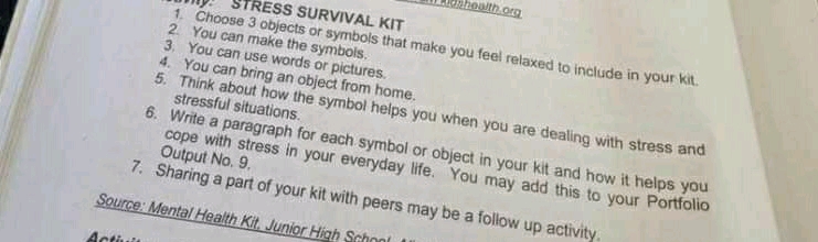 1 Ch STRESS SURVIVAL KIT 2 You can make the | StudyX