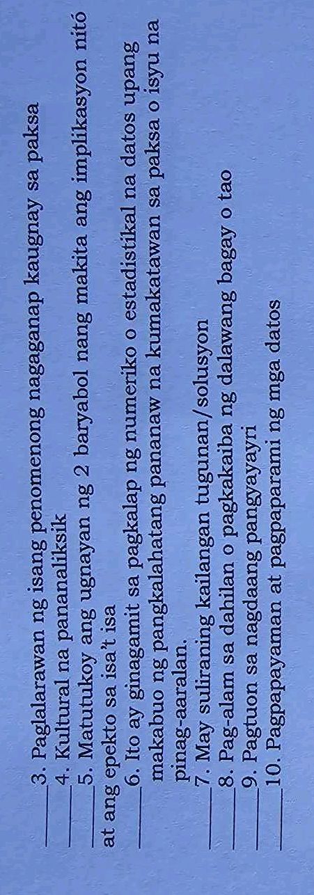 qquad 3 Paglalarawan ng isang penomenong | StudyX