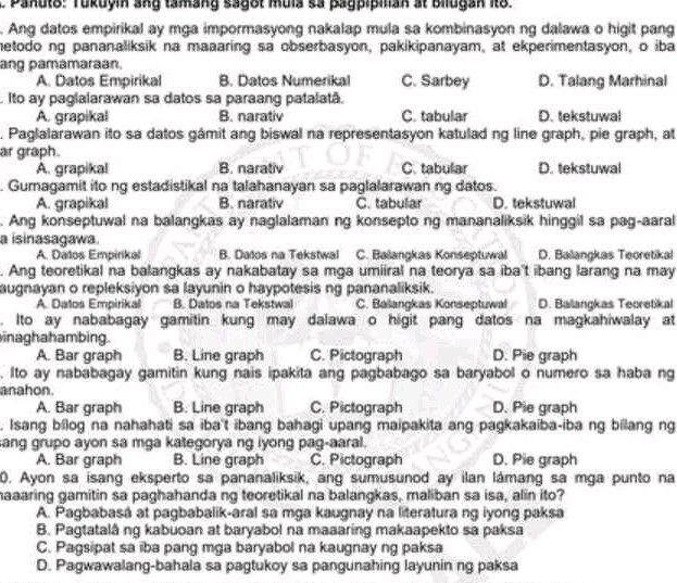 Ang datos empirikal ay mga impormasyong | StudyX