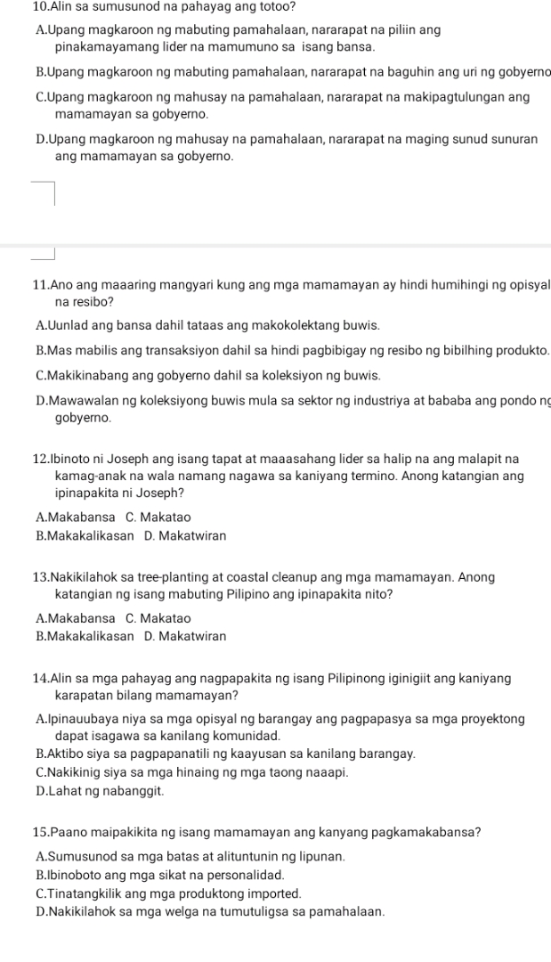 10Alin sa sumusunod na pahayag ang totoo | StudyX