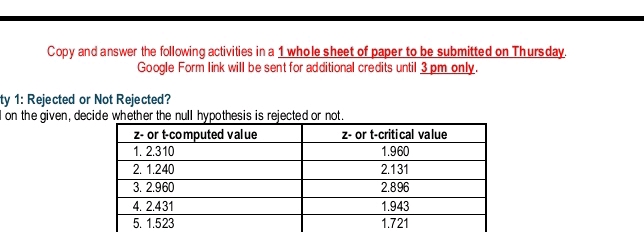 Copy and answer the following activities in | StudyX