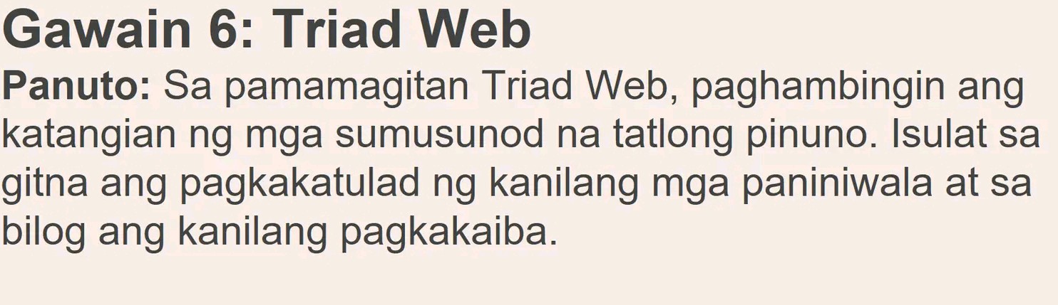 Gawain 6 Triad Web Panuto Sa pamamagitan | StudyX