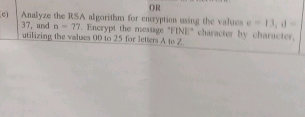 (e) Analyze the RSA algorithm for | StudyX