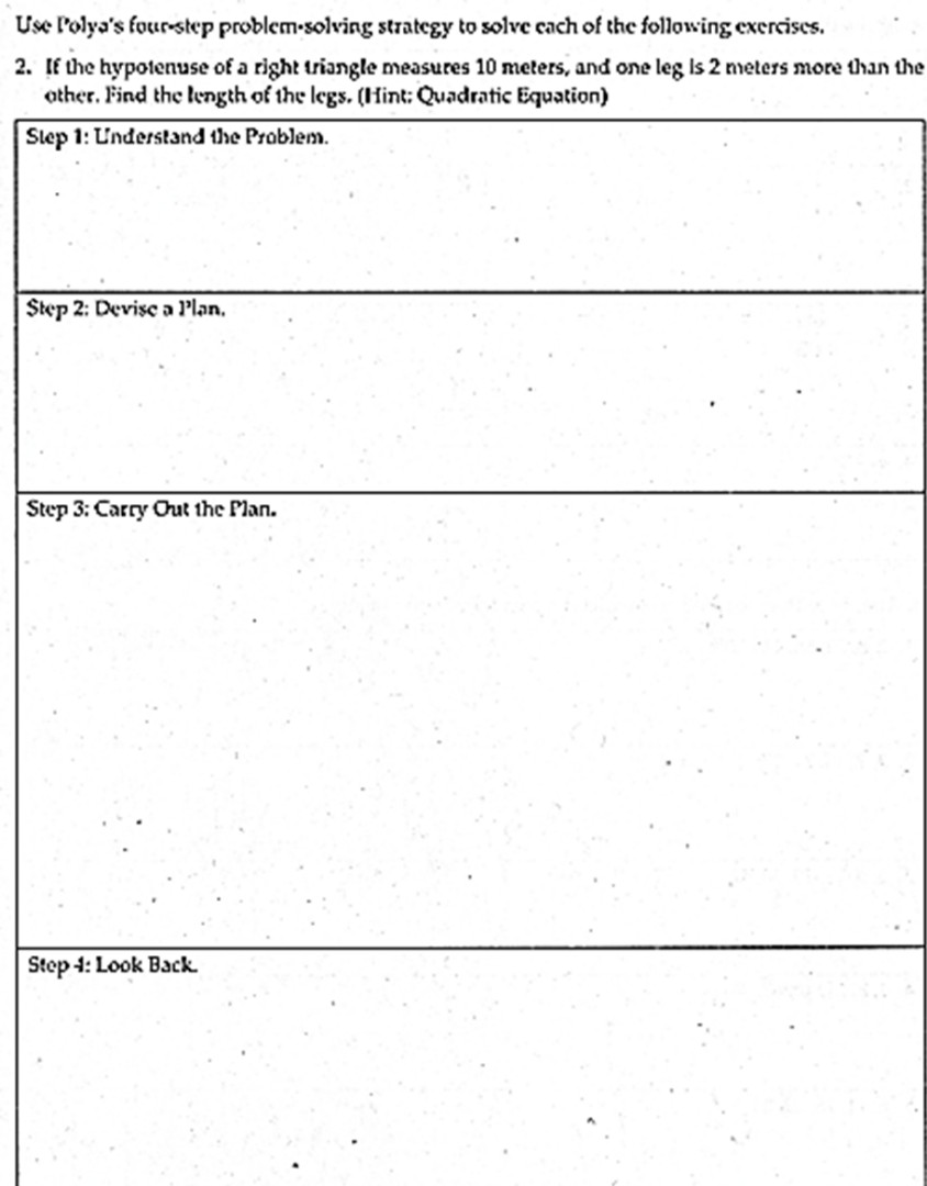 Use olyas four-step problem-solving | StudyX