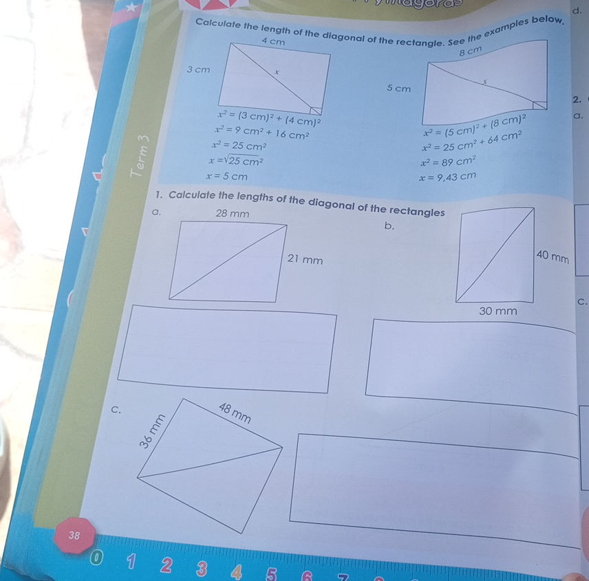 Calculate the length of the diagonal of the
