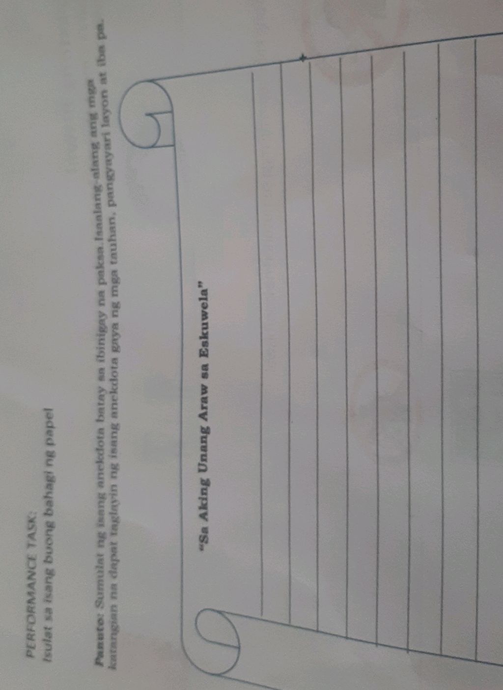 PERFORMANCE TASK: Isulat sa isang buong | StudyX