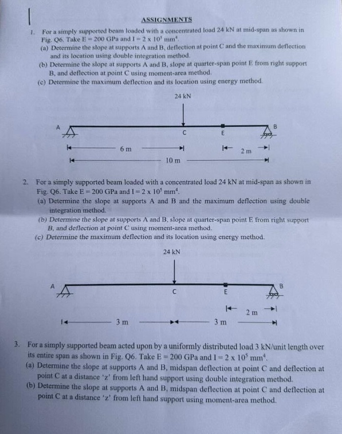 1. For a simply supported beam loaded with a | StudyX