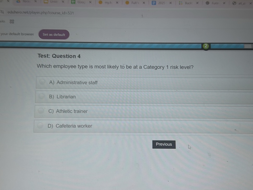 Test: Question 4 Which employee type is most