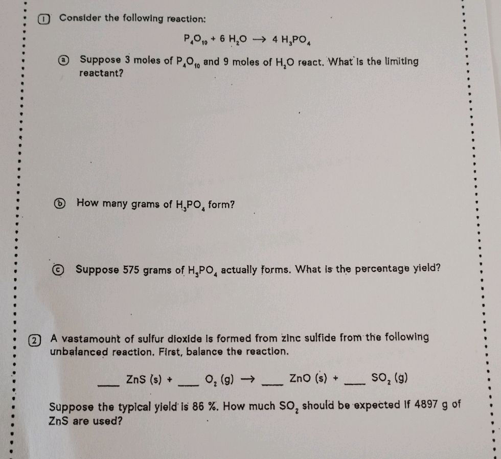 (1) Consider the following reaction: \[ | StudyX