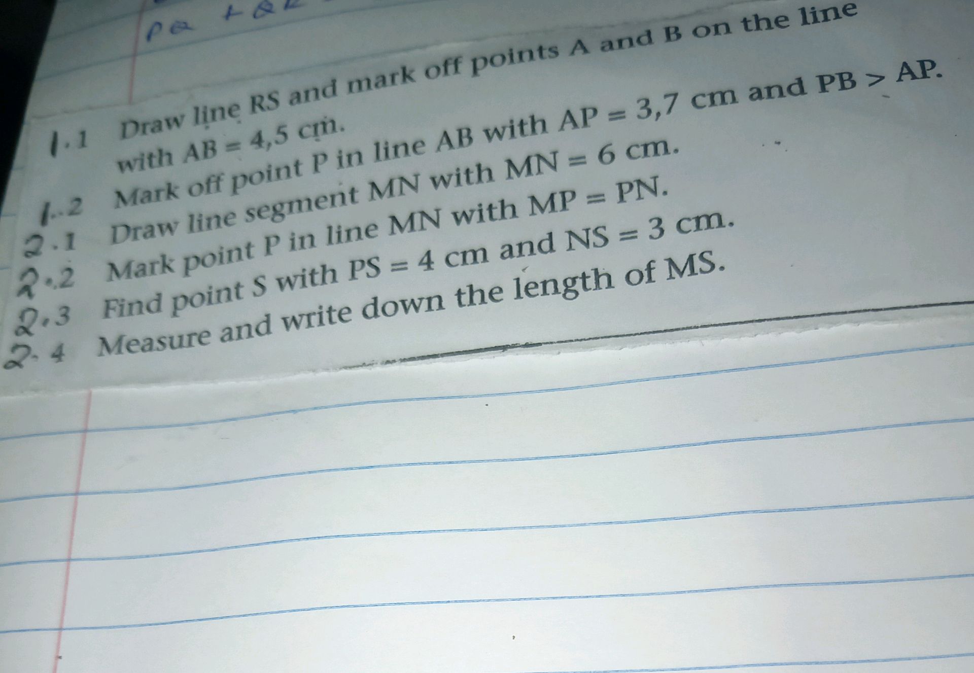 1.1 Draw line RS and mark off points A and B | StudyX