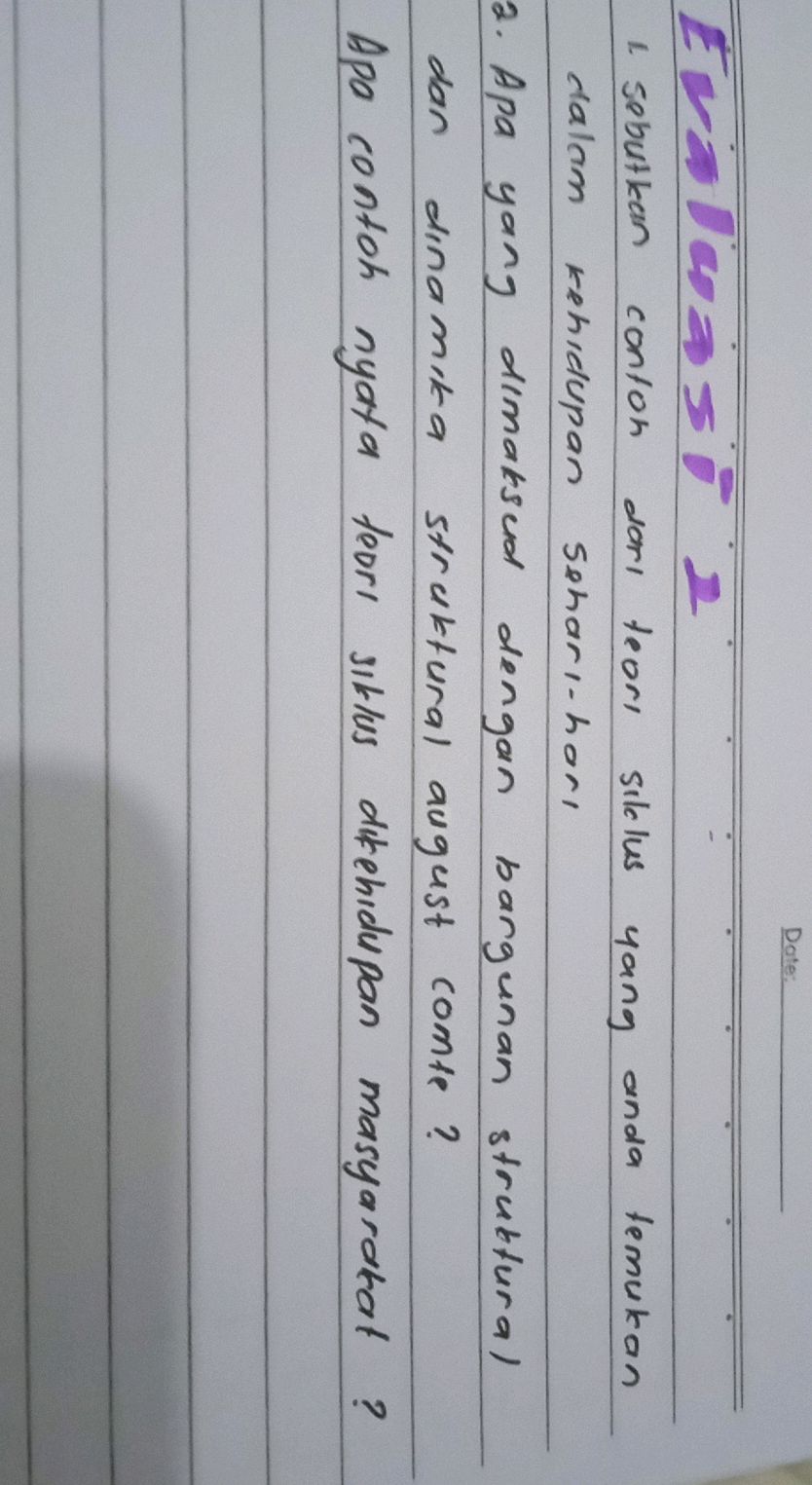 Sebutkan contoh dari teori siklus yang anda
