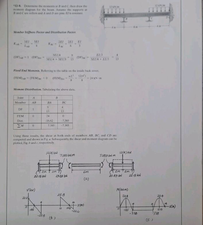 12-8. Determine the moments at B and C, then | StudyX