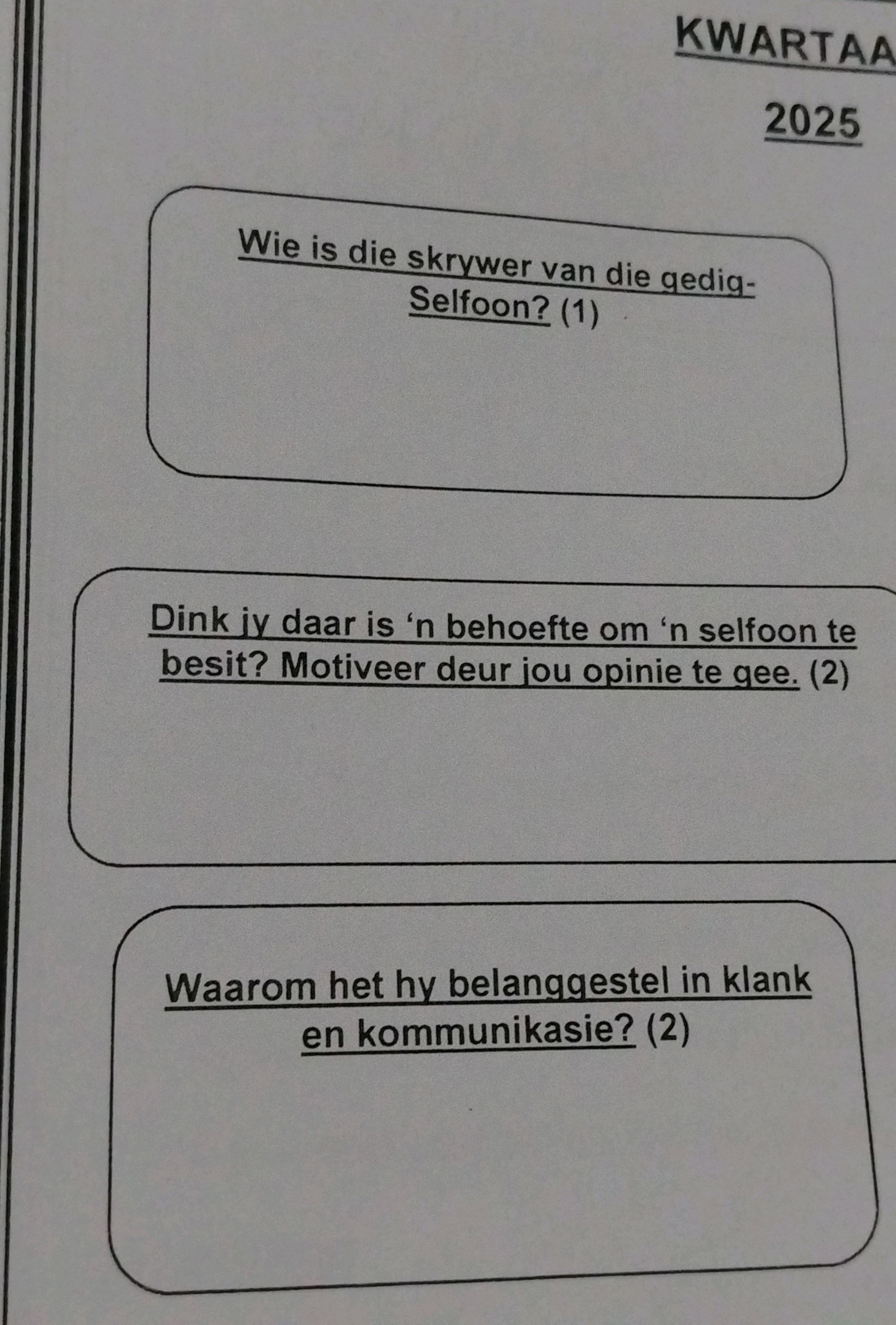 Wie is die skrywer van die gedig- Selfoon? | StudyX
