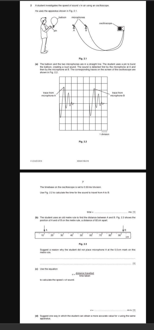 2 A student investigates the speed of sound | StudyX