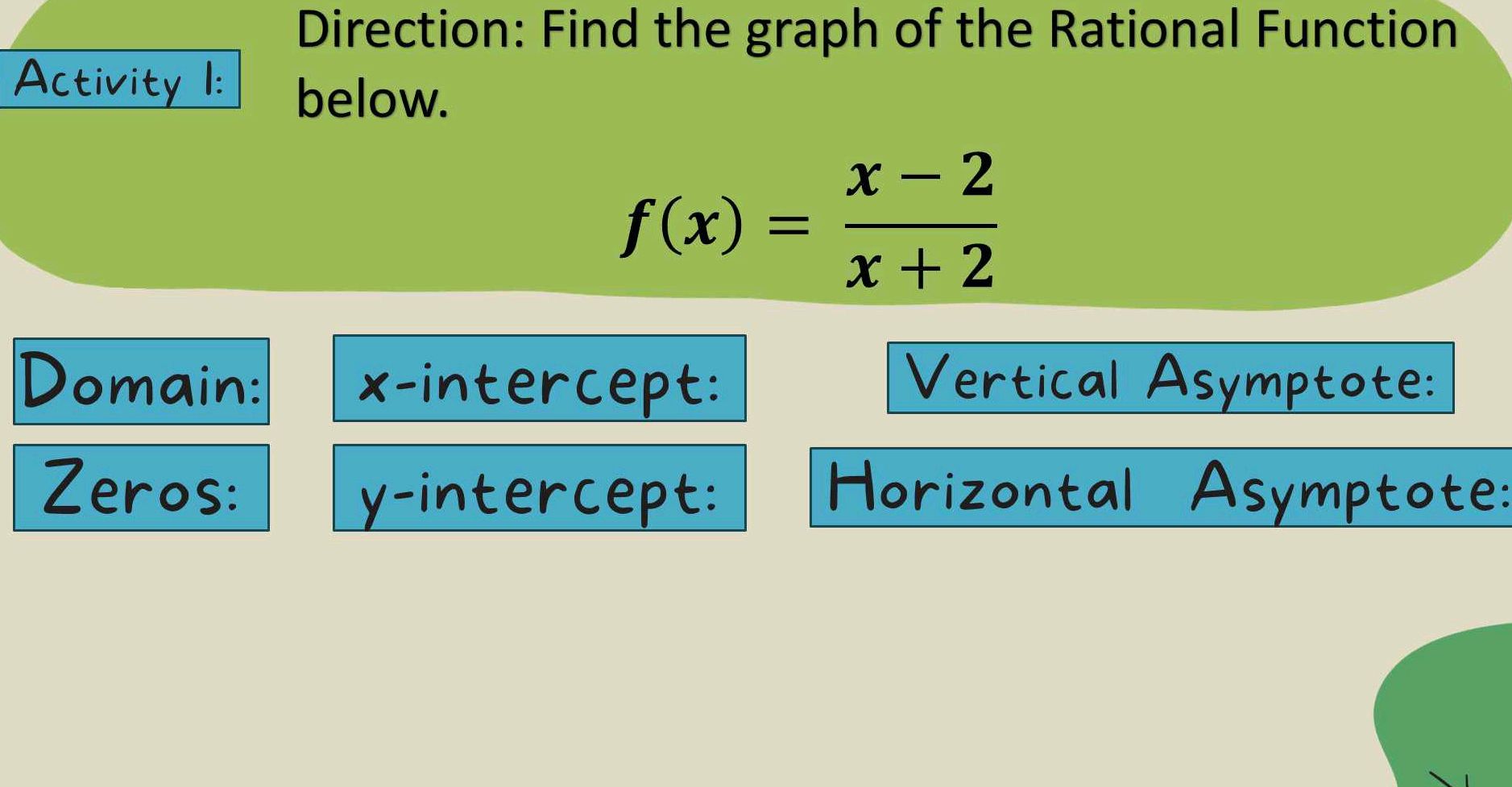 Direction: Find the graph of the Rational | StudyX
