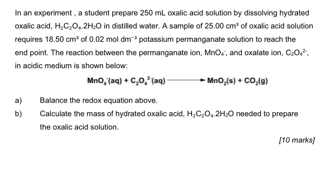 In an experiment, a student prepare 250 mL | StudyX