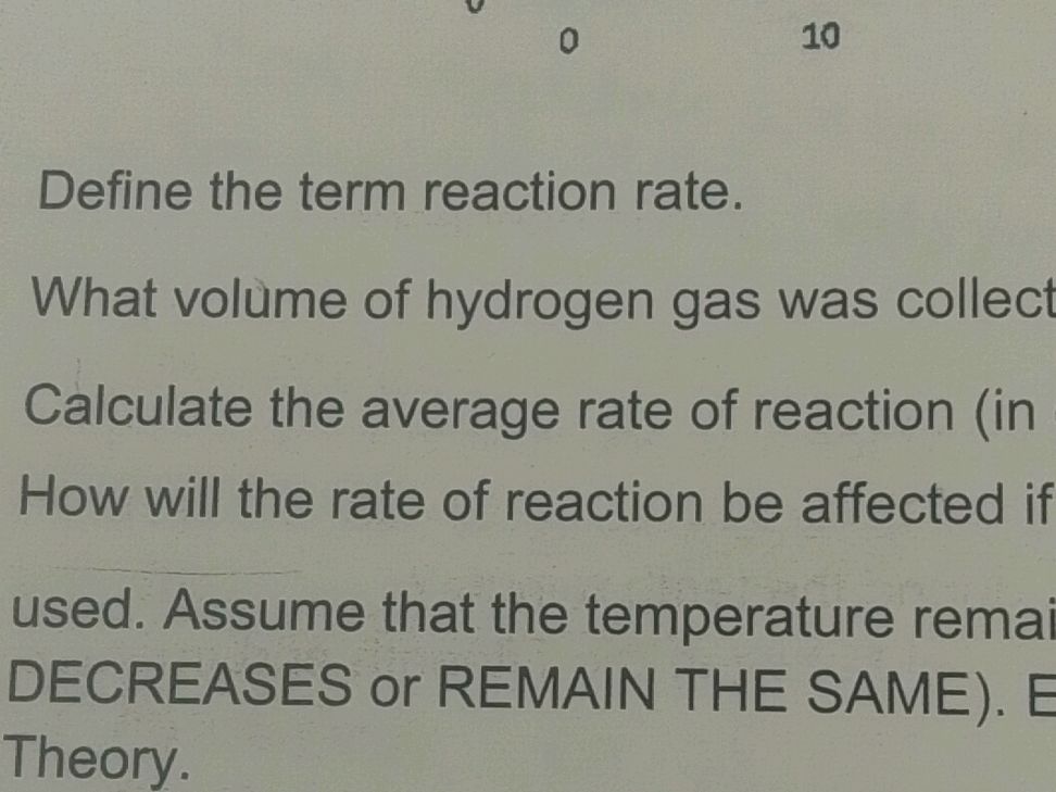 Define the term reaction rate. What volume
