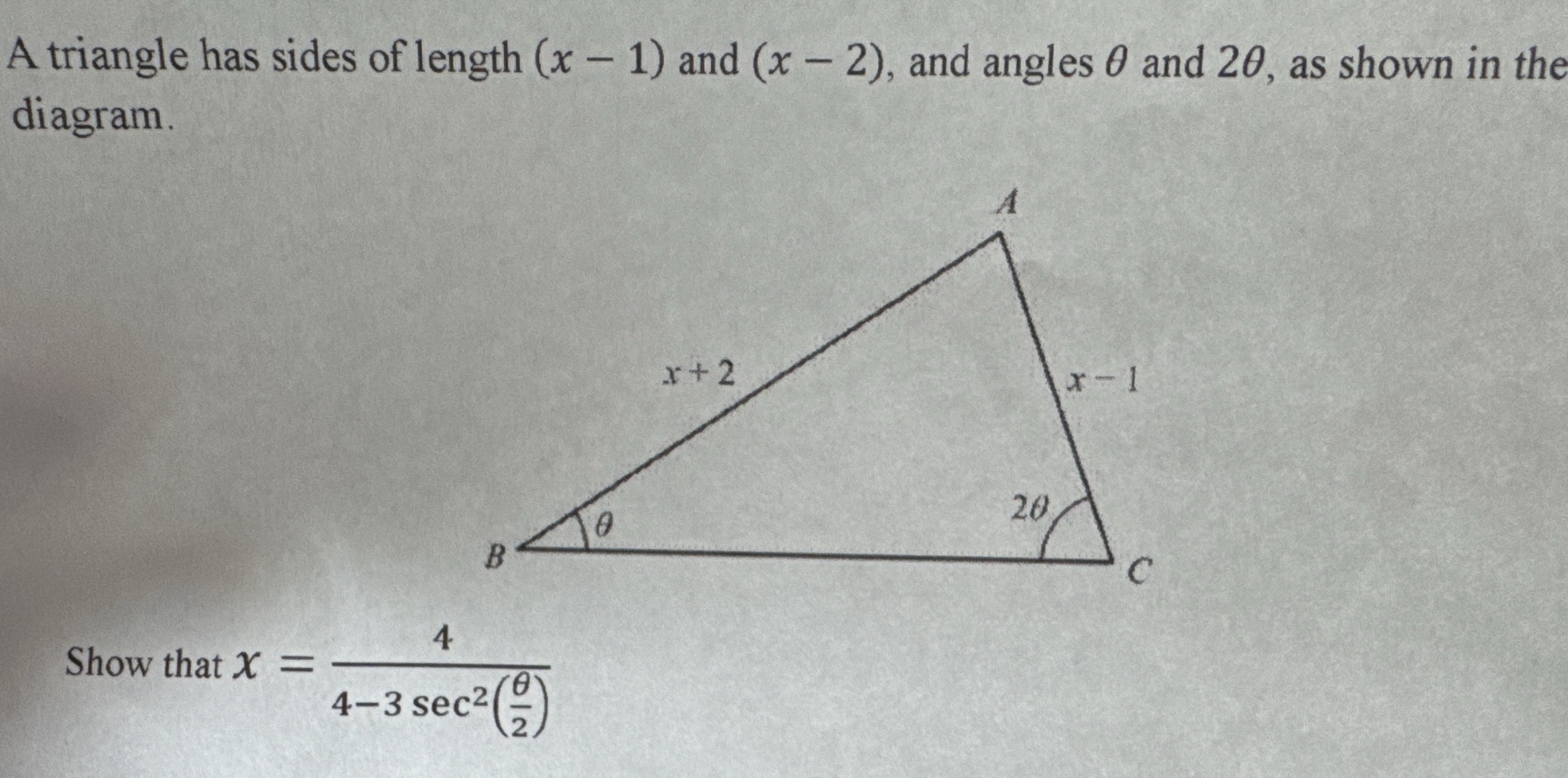 A triangle has sides of length $(x-1)$ and | StudyX
