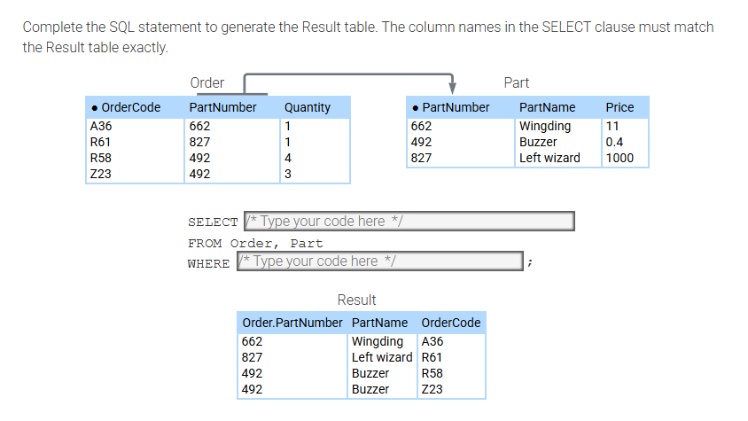 Complete the SQL statement to generate the | StudyX
