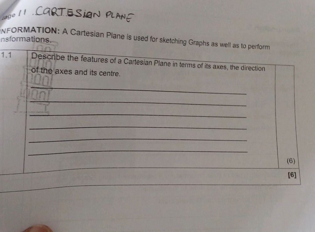 age 11 CARTESION PLANE NFORMATION: A | StudyX