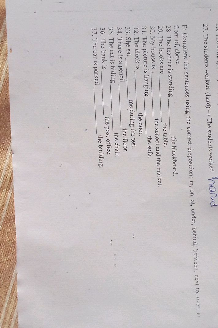 F: Complete the sentences using the correct | StudyX
