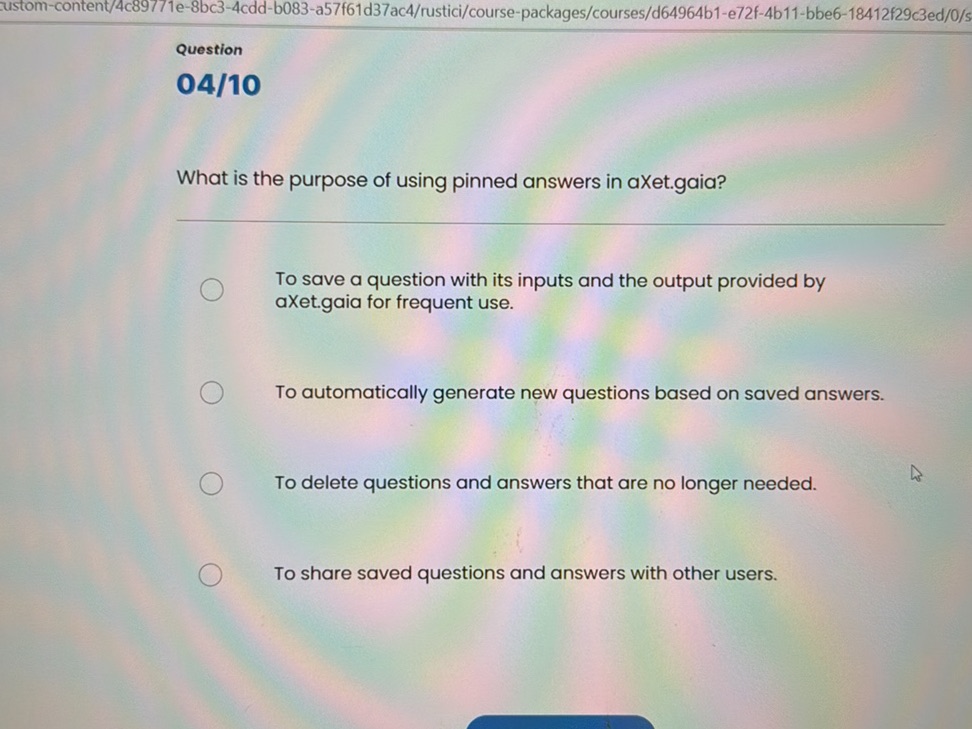 Question 04/10 What is the purpose of using