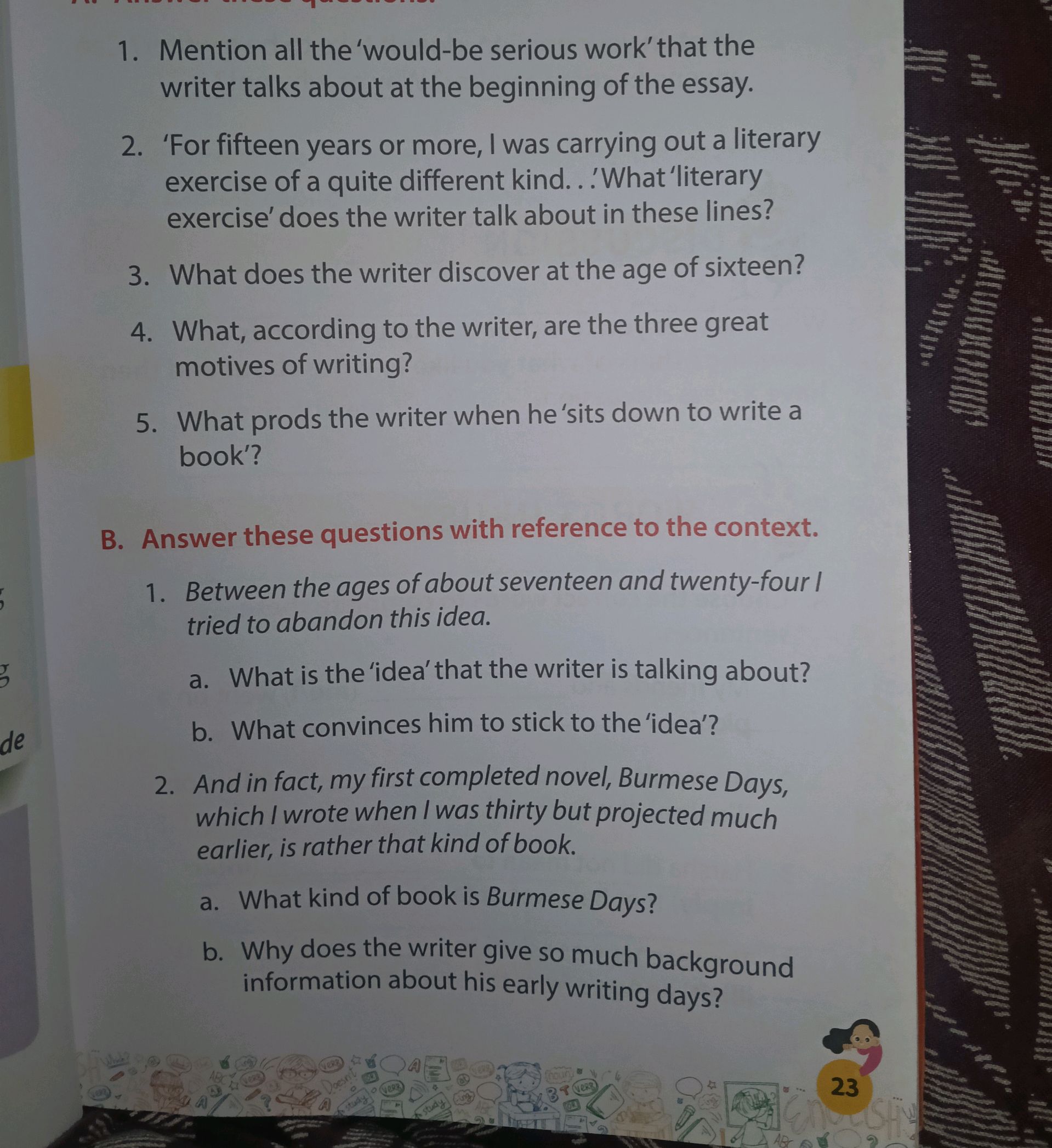 A. Answer these questions: 1. Mention all