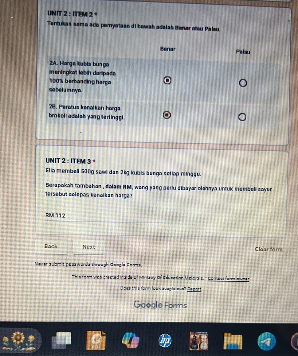 UNIT 2: ITEM 2* Tentukan sama ada penyataan | StudyX