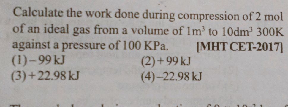 Calculate the work done during compression | StudyX