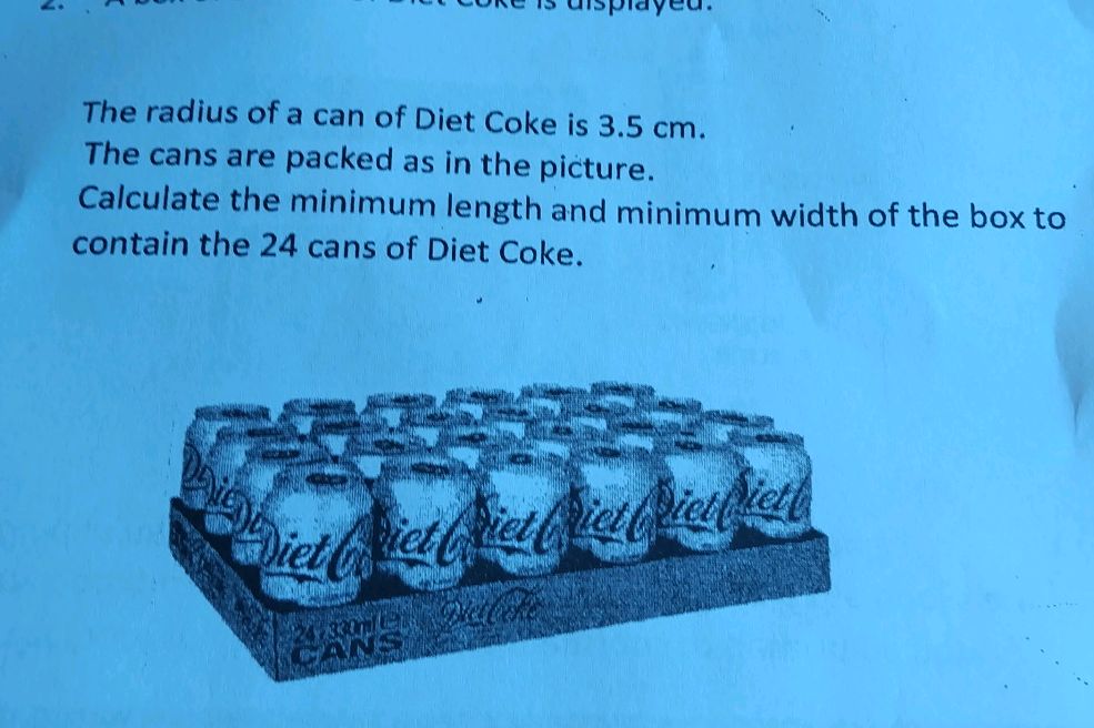 The radius of a can of Diet Coke is 3.5 cm.