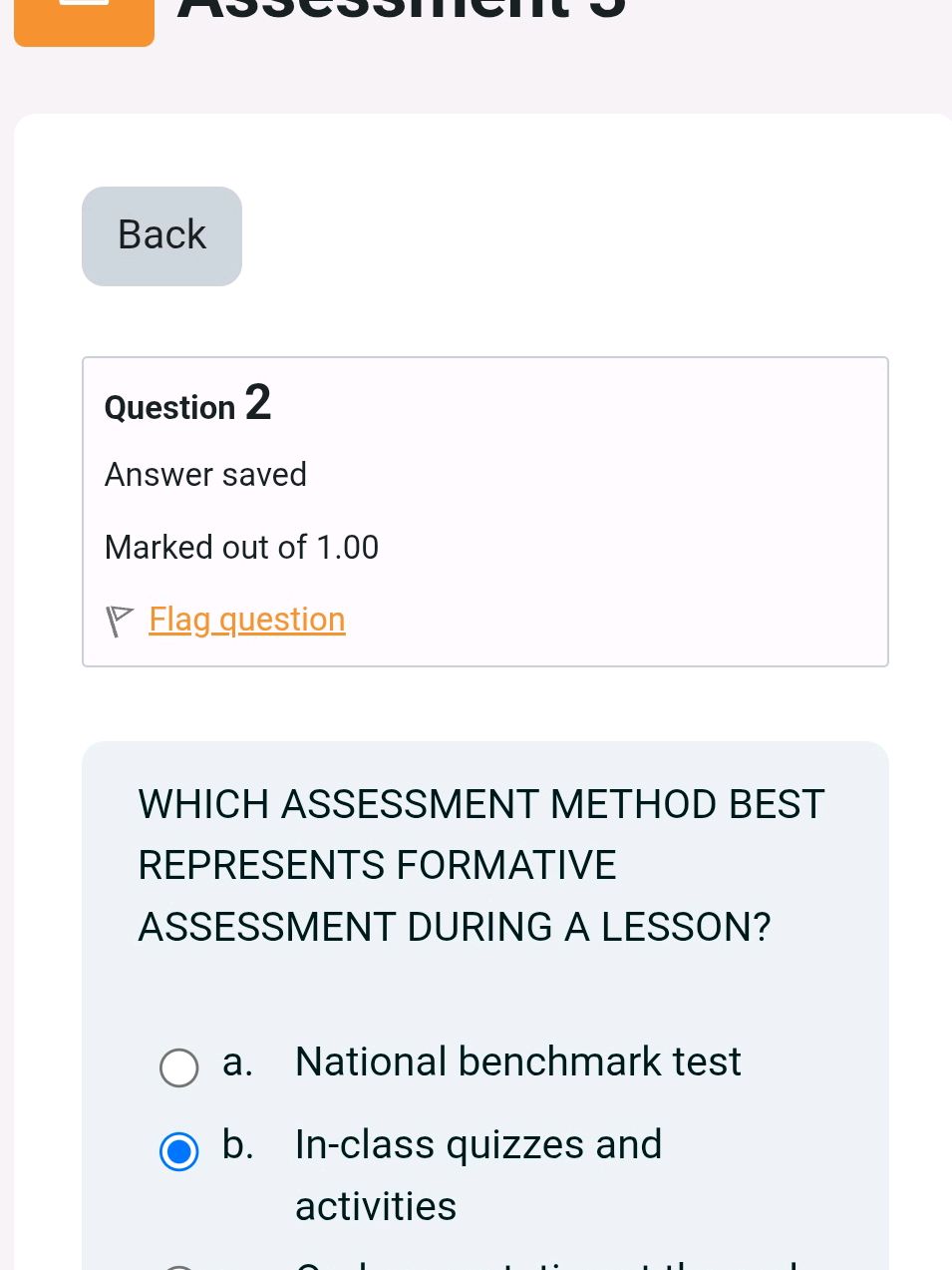 WHICH ASSESSMENT METHOD BEST REPRESENTS | StudyX