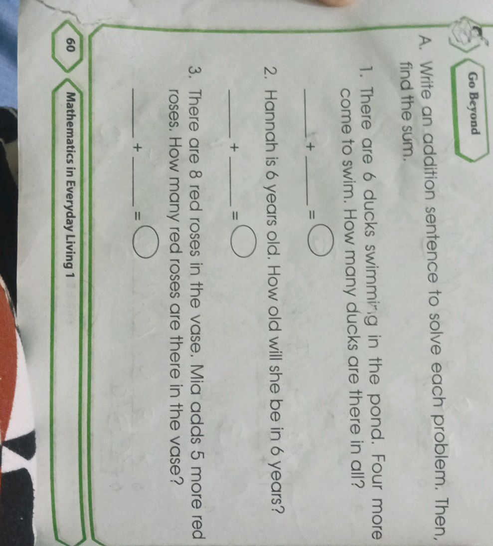 A. Write an addition sentence to solve each | StudyX