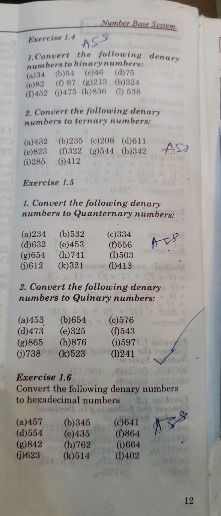 Exercise 1.4 1. Convert the following denary
