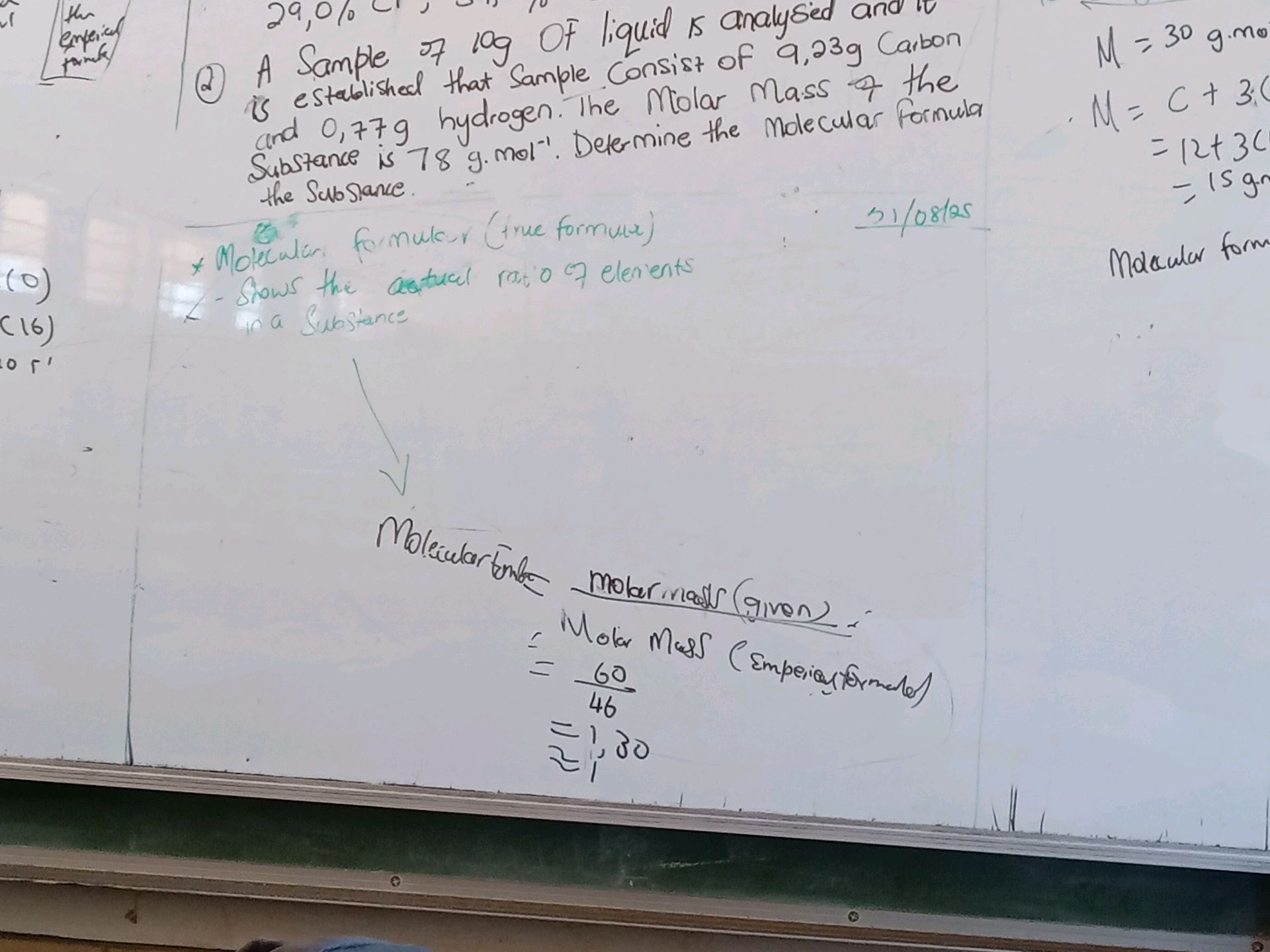 2. A Sample of 10g Of liquid is analysied | StudyX