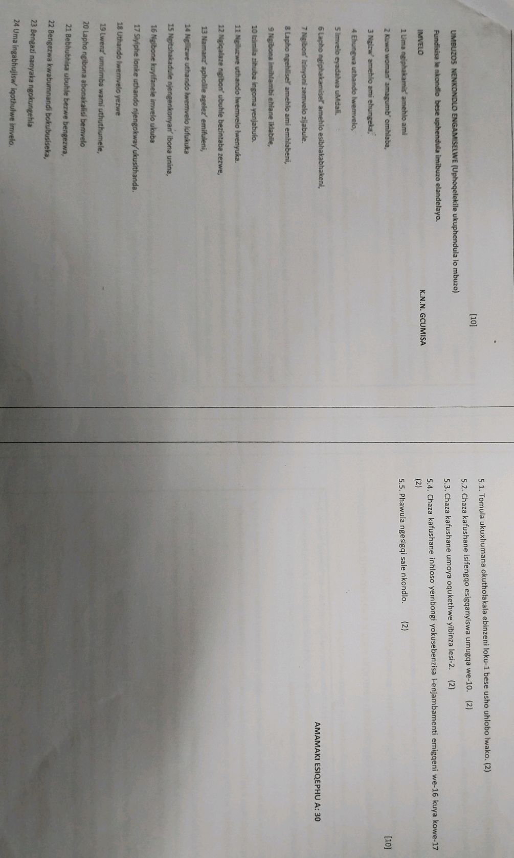 UMBUZOS NENKONDLO ENGAMISELWE (Uphoqelekile | StudyX