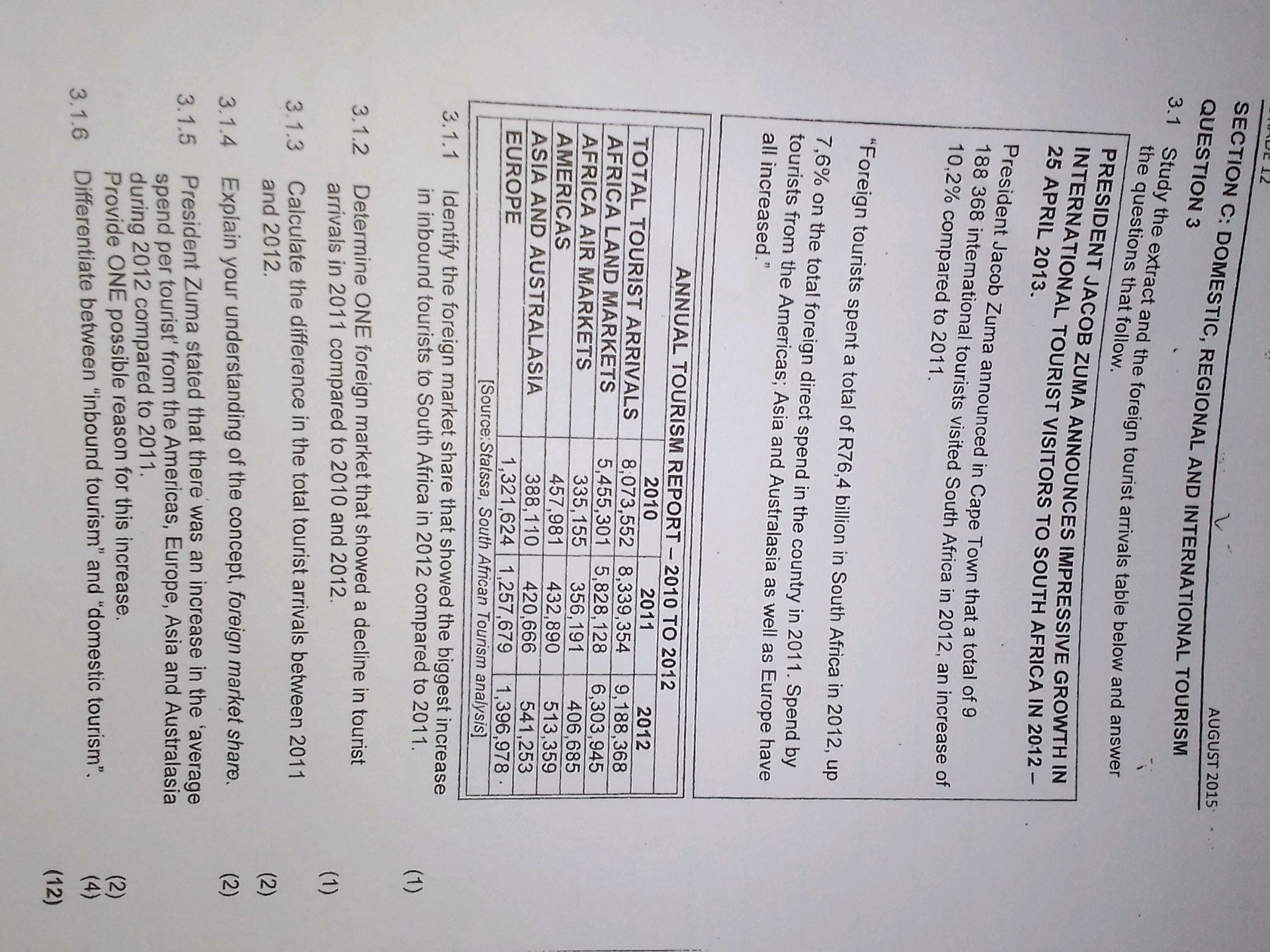 Study the extract and the foreign tourist