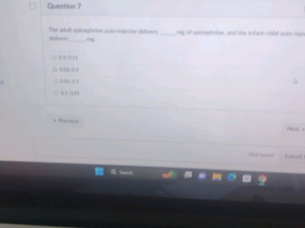 The adult epinephrine auto-injector delivers | StudyX