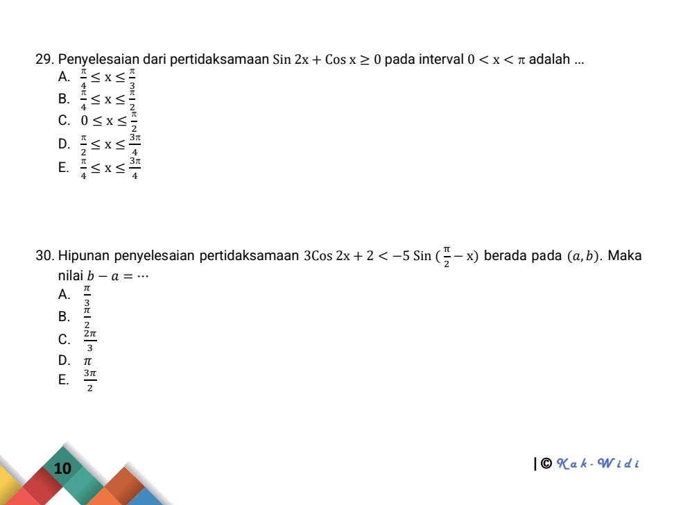 29. Penyelesaian dari pertidaksamaan $ {Sin | StudyX