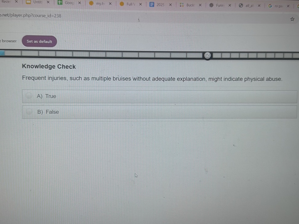 Frequent injuries, such as multiple bruises | StudyX