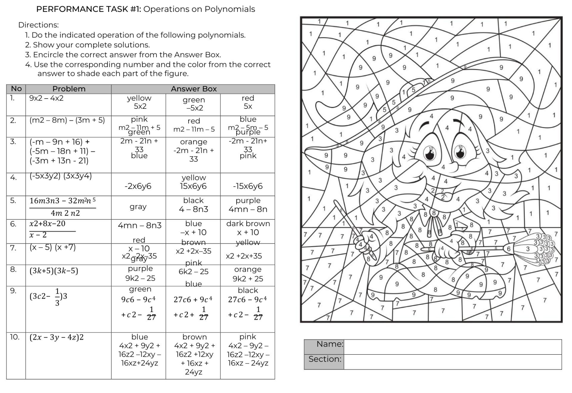 PERFORMANCE TASK #1: Operations on | StudyX