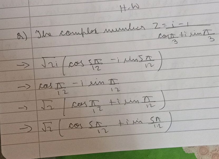 2) The complex number $Z = {j-1}{cos { }{3} | StudyX