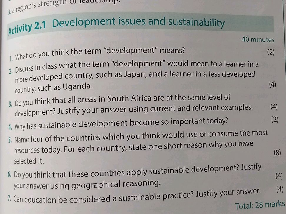 1. What do you think the term "development" | StudyX