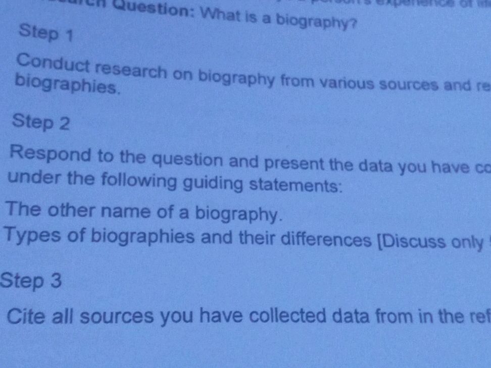 Step 1 Question: What is a biography? | StudyX