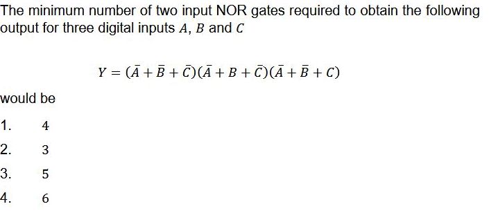 The minimum number of two input NOR gates | StudyX