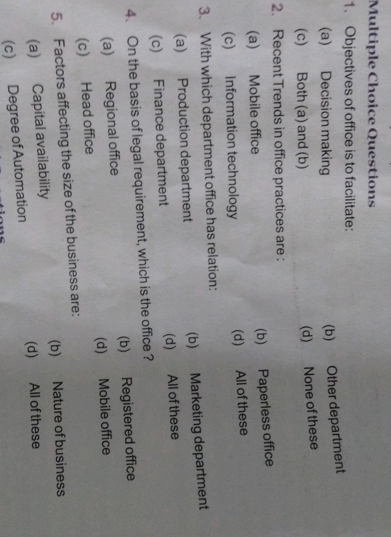 Multiple Choice Questions 1. Objectives of | StudyX