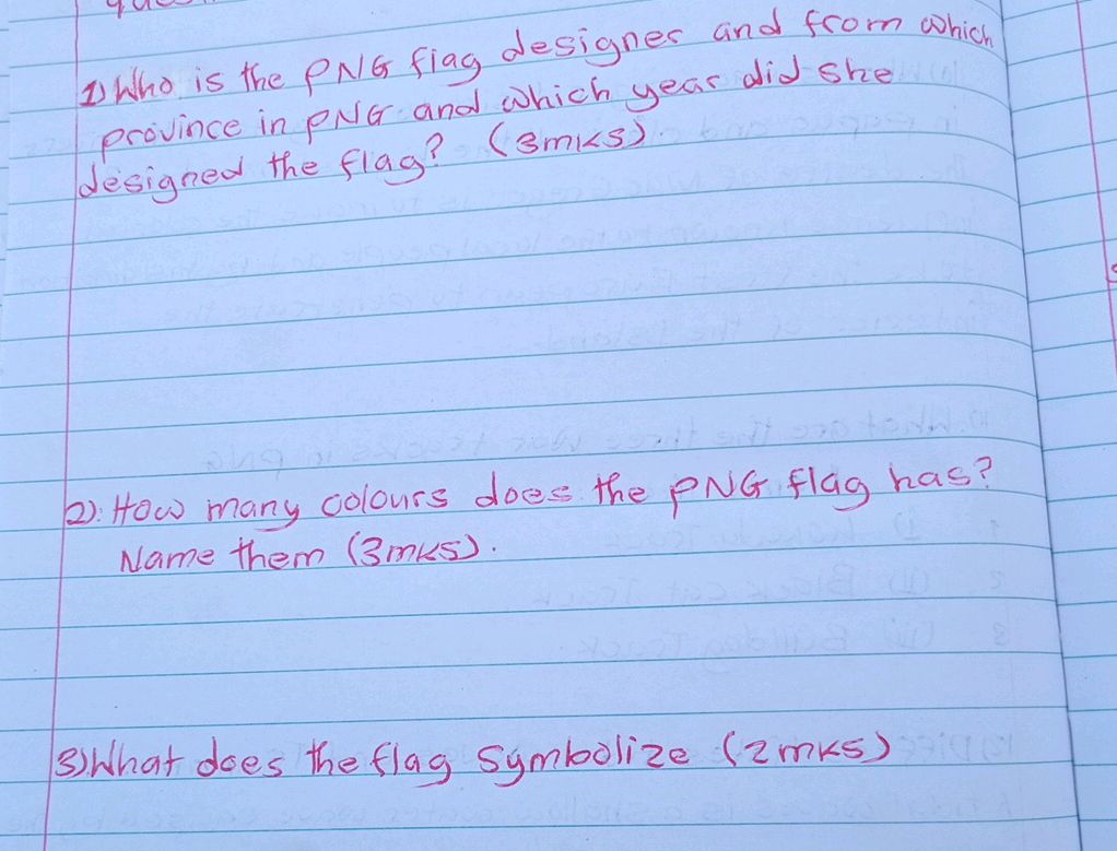 1) Who is the PNG flag designer and from | StudyX