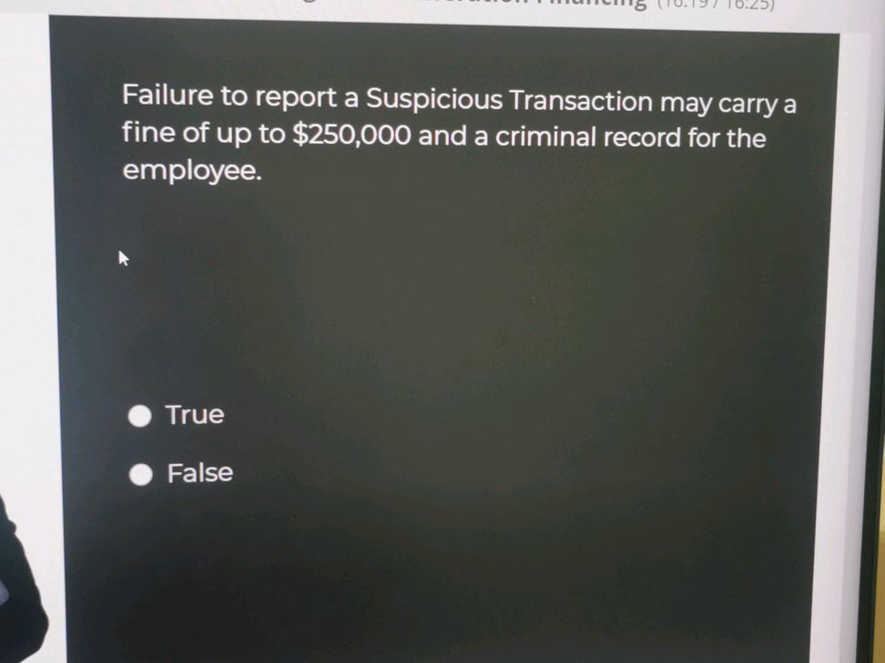 Failure to report a Suspicious Transaction