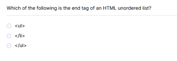 Which of the following is the end tag of an | StudyX