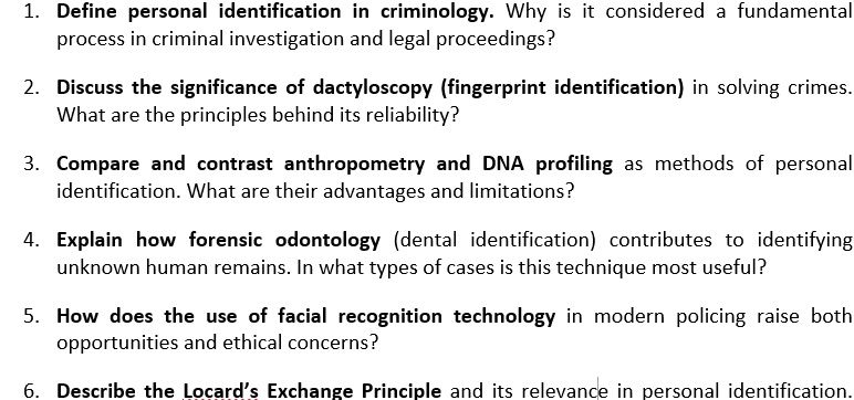 Define personal identification in